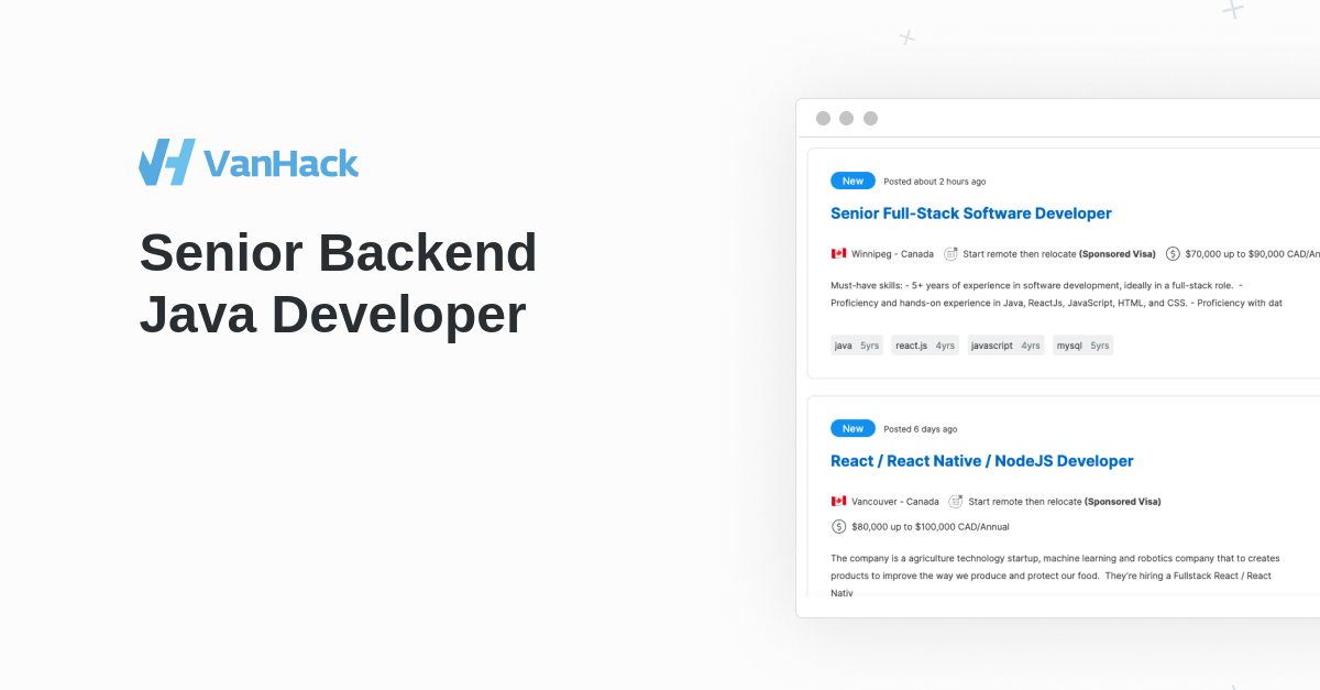 Senior Backend Java Developer Vanhack